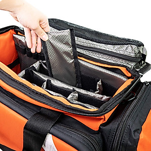 LINE2design Empty Medical Elite Trauma Bag - First Responder Carrier Bag for EMT, Paramedic, Emergency and Medical Supplies Kit - Heavy-Duty Zippered Pockets Portable EMS Home Health Aides - Orange