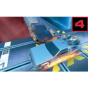 Scalextric C1431M 1980s TV - Back to The Future vs Knight Rider Race Set- Mains Power Slot Car Race Track Sets, 1:32 Scale Set, Electric Racing Toys for Adults or Kids, Age 8+