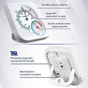 Kathfly 6 Pcs Indoor Thermometer and Humidity Gauge Indoor Mini Thermometer Hygrometer Temperature Humidity Meter Temperature and Humidity Monitor with Pointers for Home, Kitchen, Planting Room