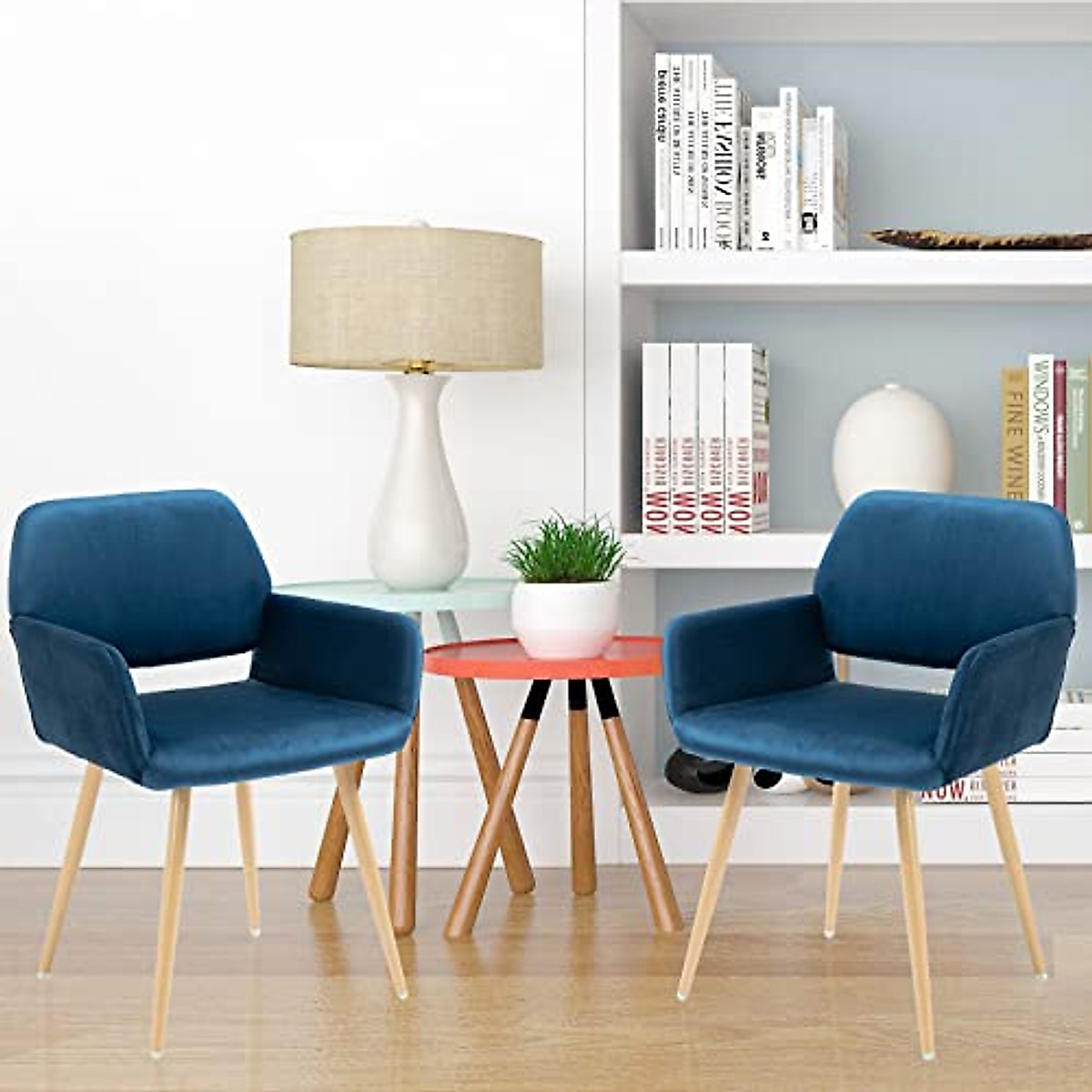 HomVent Velvet Makeup Desk Chair Vanity Chair,Modern Home Office Chair with Arms and Wood Painting Metal Leg for Bedroom Living Room Vanity Dining Room