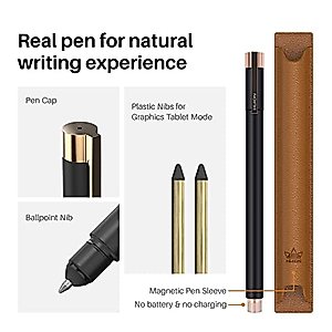 HUION Note 2-in-1 Digital Notebook Drawing Tablet With Battery-free Pen, Bluetooth Wireless Paper Tablet Electronic Writing Pad for Note-taking, Digital Art & Meeting, Refillable A5 Notepad, 9.5x7inch