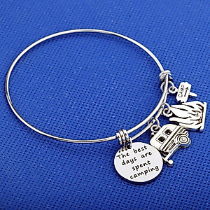 KUIYAI Happy Camping Bracelet The Best Days Are Spent Camping Bangle Camper Jewelry Camping Lovers Gift (Camping Bracelet)
