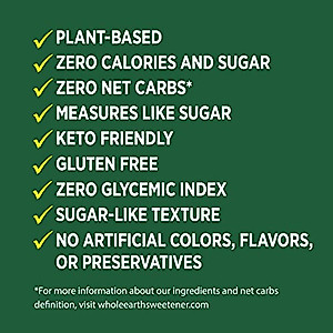 WHOLE EARTH Monk Fruit Sweetener with Erythritol, Plant-Based Sugar Alternative, 12 Ounce Pouch