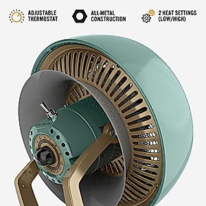 Vornado VHEAT Vintage Metal Heater, Whole Room Circulation, Adjustable Thermostat, Green