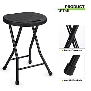 Magshion Foldable Stool with Handle Indoor Outdoor 6 Pack Backless Folding Stool 230lbs Capacity, 18 Inch Black