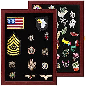VERANI Pin Display Case 14x19 Pin Collection Display Box Military Medal Display Frame with 98% Uv Protection Acrylic Door for Beach Tags Jewelry Insignia Ribbons Patches Insignia Ribbons Sport Pins