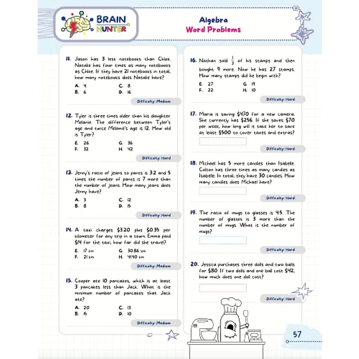 Math Practice Workbook Grades 6-8: 1000+ Questions You Need to Kill in Middle School by Brain Hunter Prep (Arithmetic, Algebra, Geometry, Measurement, ... more in Kill It Series by Brain Hunter Prep)