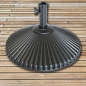 Abba Patio 50lb Patio Umbrella Base Water Filled 23" Round Recyclable Plastic Outdoor Market Umbrella Stand Base for Deck, Lawn, Garden, Black