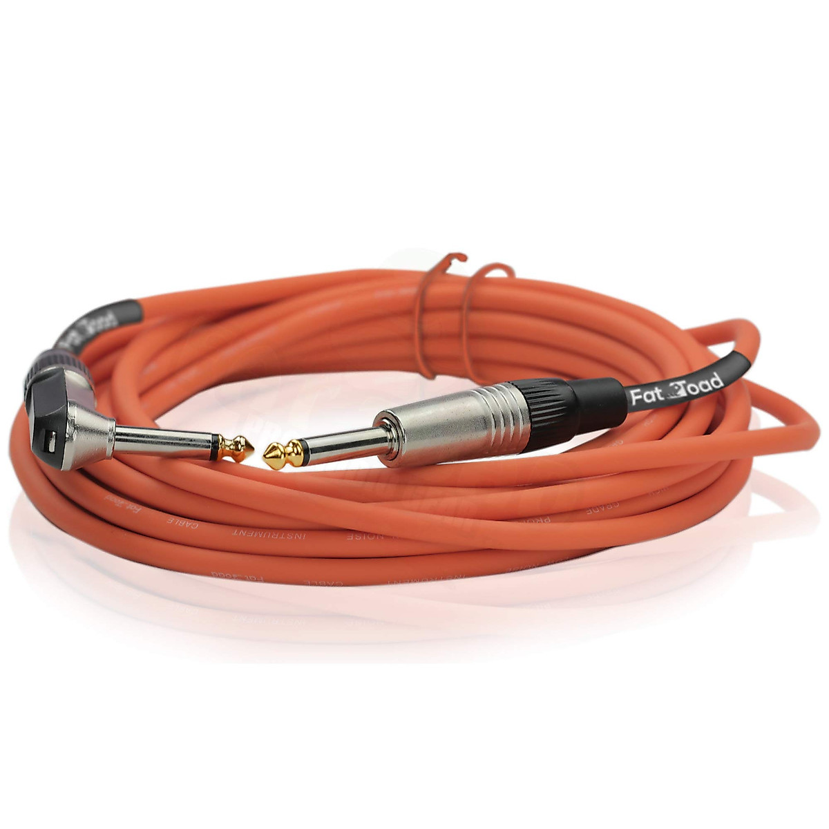 Fat Toad Guitar Cables (6 Pack) Right Angled Instrument Cord 20FT 1/4 Quarter Inch Straight-End 20 GA Wires