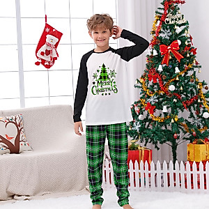 Awoscut Christmas Family Matching Pajamas Christmas Pjs Holiday Nightwear Sleepwear Sets Long Sleeve Pjs(S#697, Dog, L)
