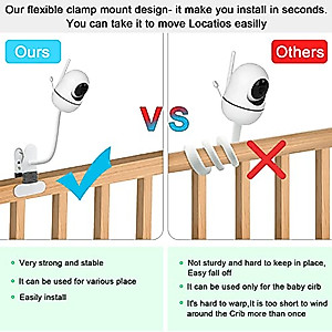 2 Pack Baby Monitor Mount Compatible with HelloBaby HB65/HB66/HB248,ANMEATE SM935E Baby Monitor Camera Flexible Clip Clamp Mount Long Gooseneck Arm, Baby Monitors Holder Without Tools or Wall Damage