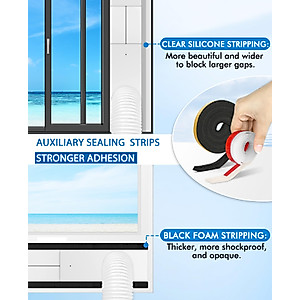 Angooni Upgraded 4-in-1 Universal Portable Air Conditioner Window Kit, Sliding Window Vent Kit for 5.9”/5.1” Hoses, Adjustable Portable AC Vent Kit from 17” to 59”, Indoor AC Window Kit, White