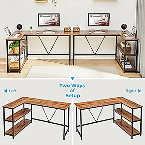 GreenForest Large L Shaped Desk 55x39.4 inch Reversible Corner Gaming Computer Desk and File Cabinet 2 Drawers Wooden Vertical Filing Cabinet with Lock