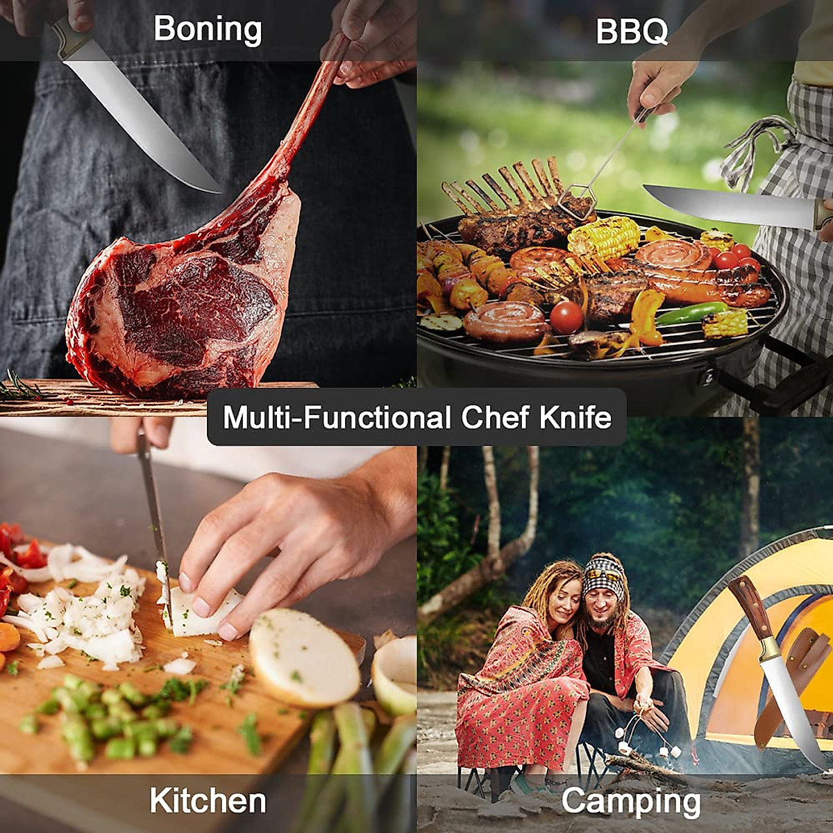 XTD Chef Knife with Sheath Professional 7 Inch Kitchen Knife, Viking Boning Knife for Meat Cutting, High Carbon Stainless Steel Sharp Filleting Knives with Full Tang Ergonomic Handle with Gift Box