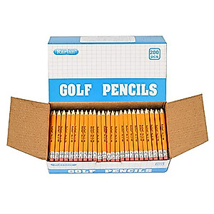 Rarlan Golf Pencils with Erasers, 2 HB, Pre-Sharpened, 200 Count Bulk Pack
