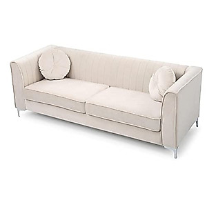 Glory Furniture Delray Sofa, Ivory. Living Room Furniture, 3 Seater