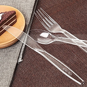 200 Count Clear Disposable Plastic Forks, Heavy Weight Disposable Forks Plastic Utensils for Parties, Picnics, Big Event, Daily Use