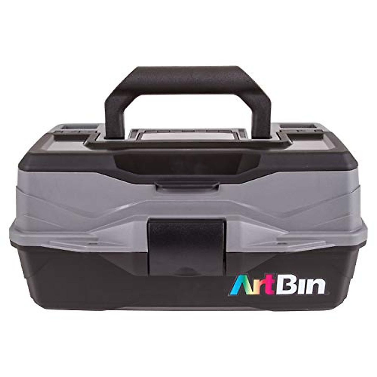 ArtBin 6891AG 1-Tray Art Supply Box, Portable Art & Craft Organizer with Lift-Up Tray, [1] Plastic Storage Case, Gray/Black