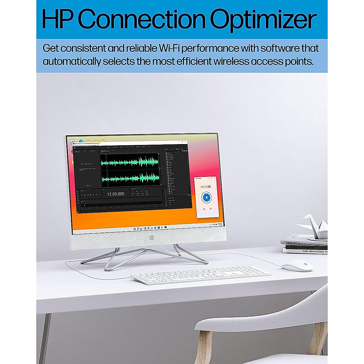 HP All-in-One Desktop, 21.5" FHD Display, AMD Athlon Silver 3050U Processor, 32GB DDR4 RAM, 2TB PCIe M.2 SSD, Webcam, HDMI, RJ-45, Wi-Fi 5, Windows 11 Home, White