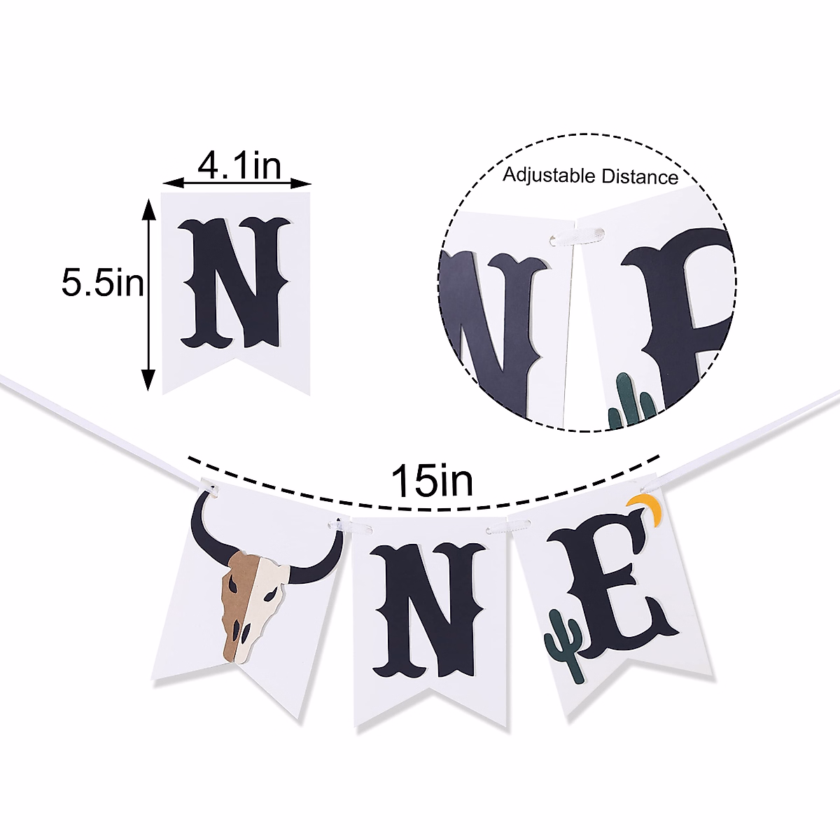 VAVAYAO First Rodeo High Chair Banner - Western Themed Birthday, First Rodeo, Baby 1st Birthday Party Decorations, Farm Themed Party Decorations, Bull Skull, Cactus, Wild West, 1st Birthday