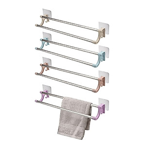 Yulhao Bar Counter Bathroom Kitchen Rack Double Towel Rack, Household Storage Stainless Steel Door Cabinet Rack (Color : Purple)