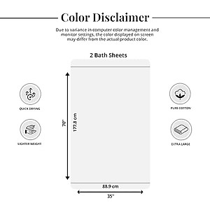 Tens Towels Large Bath Sheets, 100% Cotton, 35x70 inches Extra Large Bath Towel Sheets, Lighter Weight, Quicker to Dry, Super Absorbent, Oversized Bath Towels (DARK GREY)