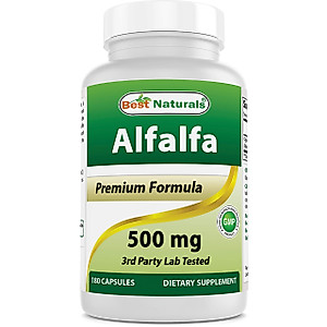Best Naturals Alfalfa Green Super Food 500 mg 180 Capsules (180 Count (Pack of 1))