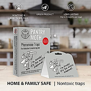 Pantry Moth Traps 6-Pack - Pantry Moth Traps for Food Moths, Pantry Pest Trap with Pheromones Prime for Grain, Flour, Seed and Meal Moths - Cupboard Moth Traps, Pest and Pantry Moth Pheromone Trap