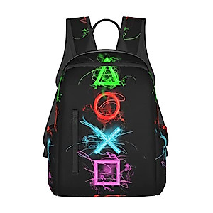 Video Games Controller Lightweight Backpack College Rucksack Outdoor Travel Backpacks Student School Bookbag Camping Black One Size