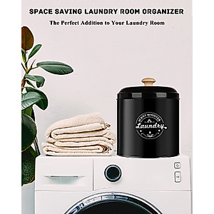 Laundry Scent Booster Beads Dispenser Container for Laundry Room Organization. Laundry Containers for Organizing with Lid. Metal Farmhouse Laundry Room Decor. Laundry Dispenser for Detergent (Black)