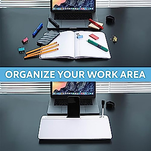 Garood Desktop Dry Erase Board with Storage and iPad/Phone Holder Glass Desk Whiteboard with Eraser Desk Keyboard Accessories
