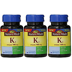 Nature Made Vitamin K2 100 mcg Softgels 30 (3) (Packaging May Vary)