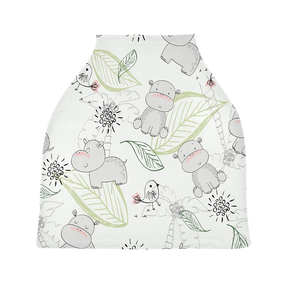 Nursing Cover Breastfeeding Scarf Leaves and Hippos- Baby Car Seat Covers, Stroller Cover, Carseat Canopy(8rh3a1)