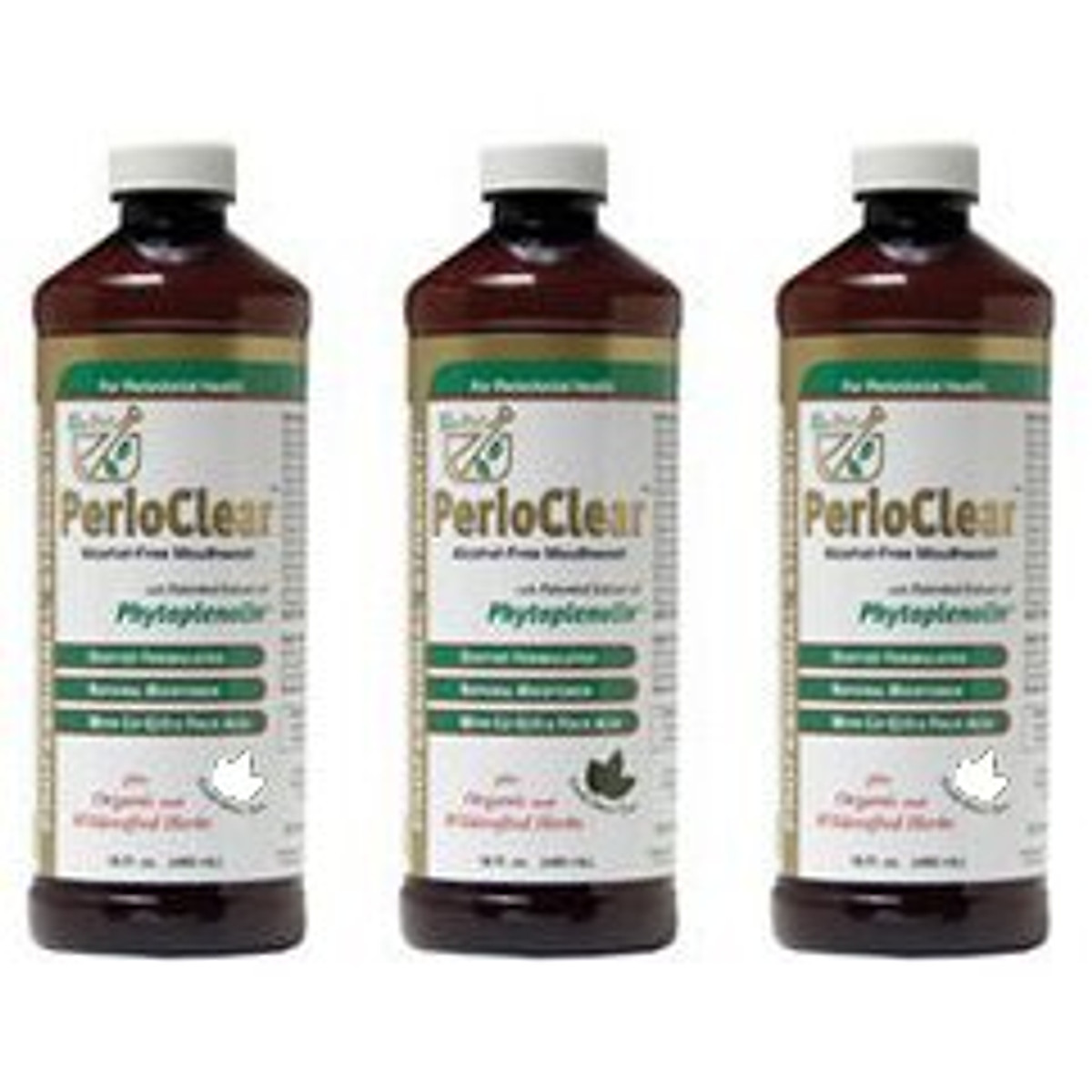 Perioclear Organic Alcohol-Free Mouthwash (3) 16 OZ Bottle Value Pack Dentist Formulated, Fluoride-free, Preservative-free | Naturally Whitens Teeth | Freshens Breath | Removes Plaque | Minimizes Dry Mouth