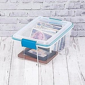 Sterilite 12 Qt Gasket Box, Stackable Storage Bin with Latching Lid and Tight Seal, Plastic Container to Organize Basement, Clear Base and Lid, 6-Pack