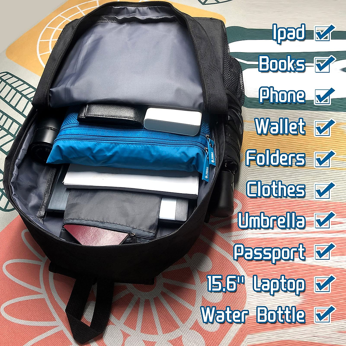 Goth Baphomet Pentagram Satanic goat head Unisex Classic Canvas goth Backpack Hiking Bag Durable Travel Daypack Bookbag