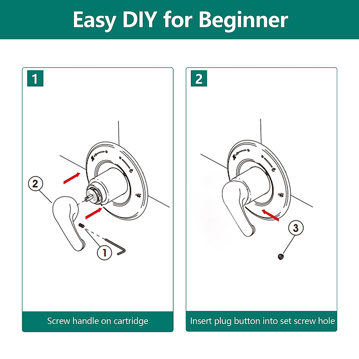 RAINREVIVE Repalcement Shower Handle, Compatible for 1300/1400 Series Tub Faucet for Delta, H79 Single Metal Lever Handle Kit, Matte Black