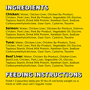 Temptations Creamy Puree with Beef Liver, Salmon, Chicken, and Tuna Squeezable Lickable Wet Cat Treat Variety Pack, 0.42 oz. Tubes, Pack of 48