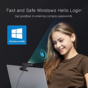 ELECOM Facial Recognition Webcam, Windows Hello Full HD 1080P 30FPS, Streaming, Compatible with Windows 11, Windows 10, Easy Login for Desktop & Laptop (UCAM-CF20FBBK)