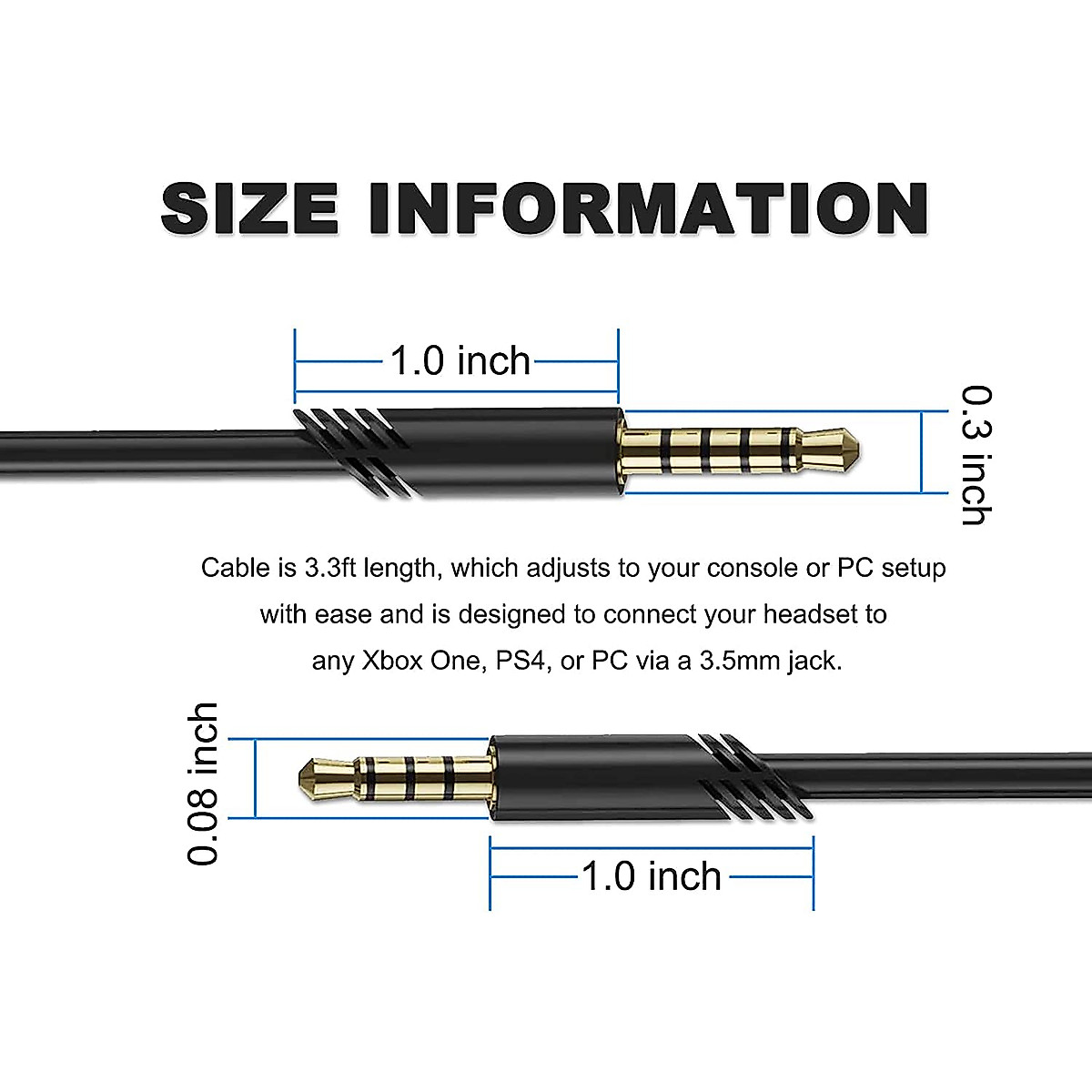 Adhiper A50 Replacement Cord Inline Mute Cable, Headsets Cord Audio Headset Cable for Astro A10 A30 A40 A50 G633 G933 Gaming Headphones, for Xbox One PS4 PC Gaming Mobile MixAmp (Black)