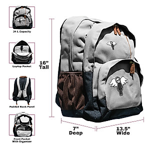 Retro Punk-Style Canvas Backpack (Grey w/Angel Decal)