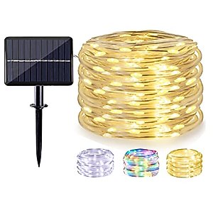 Solar Rope Lights Outdoor Waterproof LED, 40Ft 120 LEDs Color Changing LED Rope Lights with 8 Lighting Modes, Solar Powered String Lights for Christmas Garden Swimming Pool Trampoline Deck DIY Decor