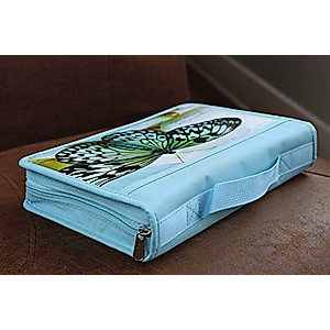 2 Corinthians 5:17 Butterfly Bible Cover for Women, Zippered, with Handle, Canvas, Aqua, Large