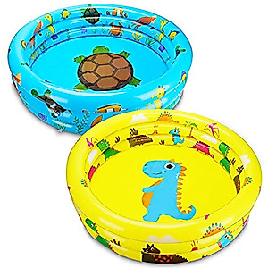 2 Packs Toddler Pools 47" Inflatable Baby Pool Dinosaur Sea Pool for Kids 3 Ring for Outside Kiddie Swimming Pool for Backyard Boys Girl Play Water Summer Toys Indoor Outdoor Age 3 4 5 Years Old