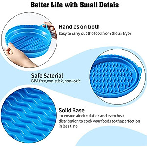 G3 Kitchenware 1-Pack Air Fryer Silicone Liners Foldable | Non-Stick Reusable Silicone Air Fryer Liners| Collapsible Air Fryer Silicone Pot Baking Tray Basket| 7.5 Inch, 3QT – 5QT (Blue)