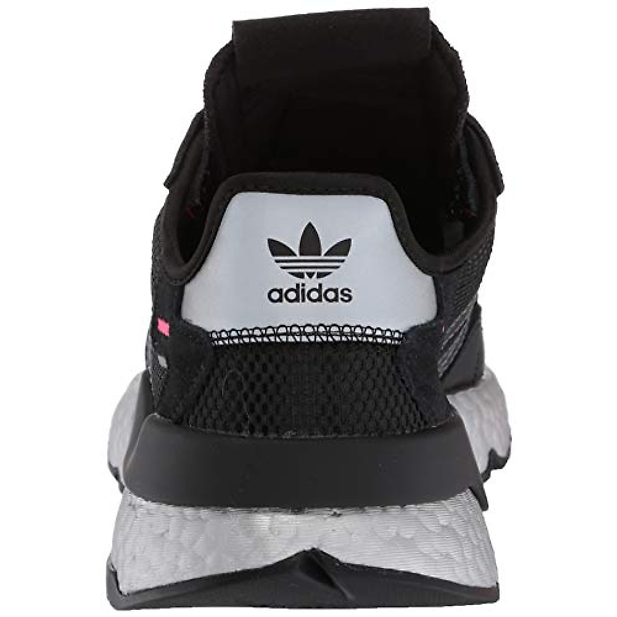 adidas Originals Women's Nite Jogger Sneaker, core Black/Shock Red/Silver Met, 7.5 M US