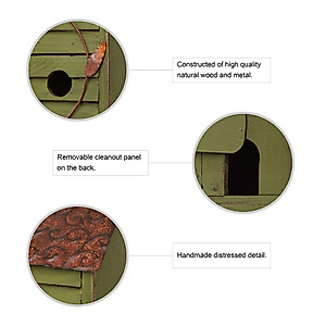 Glitzhome JK97321 3-Tier Hanging Bird House Wooden Window Shutters Birdhouse 18 Inch Tall, Green