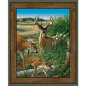 FlashPhoenix Sewing Fabric – Animal Deer Fabric Feast in Woods Doe Wild Horses Springs 36x44 Panel