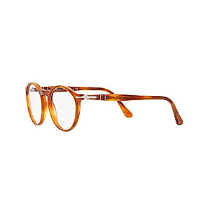 Persol PO3285V Round Prescription Eyewear Frames, Terra Di Siena/Demo Lens, 50 mm