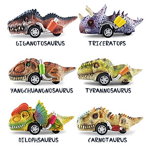 DINOBROS Dinosaur Toys for Kids 3-5, Pull Back Dinosaur Cars for 3 4 5 6 7 Year Old Boys Girls 6 Pack Dino Toys Gifts for Toddlers